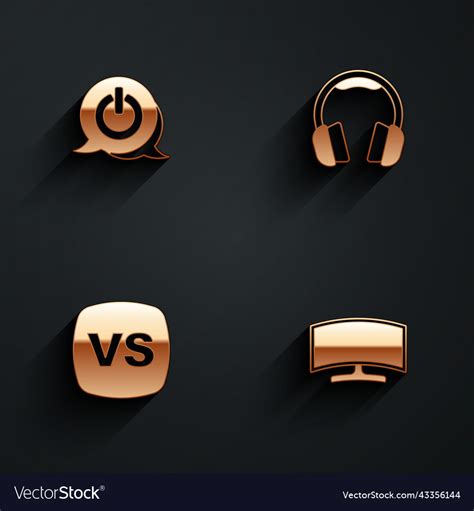Set Power Button Headphones Vs Versus Battle Vector Image