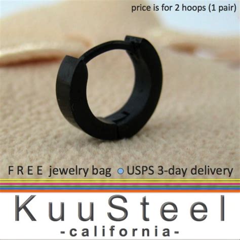 Mens Hoop Earrings Black Huggie Hoops Helix Rook Daith Piercing Xs Black Ec101n