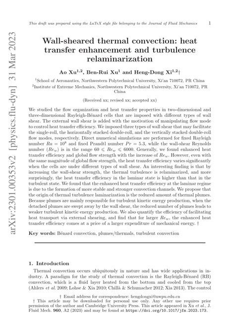 Pdf Wall Sheared Thermal Convection Heat Transfer Enhancement And Turbulence Relaminarization