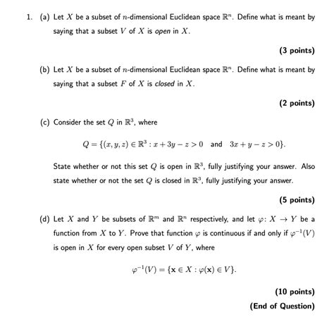 solved a let x be a subset of n dimensional euclidean