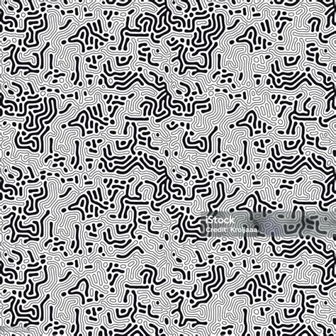 둥근 선이있는 유기적 배경 확산 반응 원활한 패턴 생물학적 모양의 선형 설계 흑백의 추상 벡터 그림입니다 0명에 대한 스톡 벡터 아트 및 기타 이미지 Istock