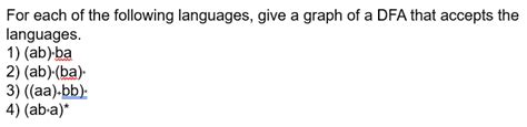 Solved For Each Of The Following Languages Give A Graph Of Chegg