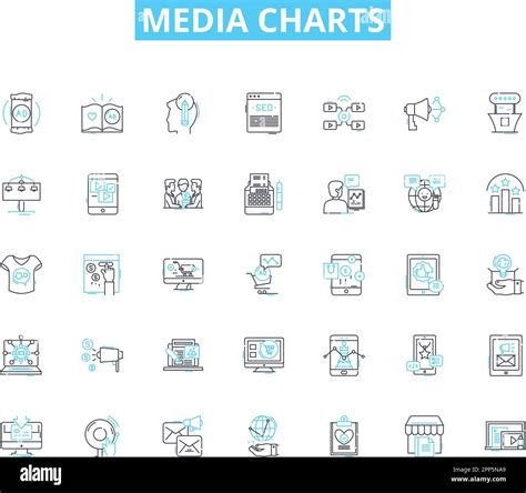 Media Charts Linear Icons Set Infographics Analytics Reports Metrics Graphics Data