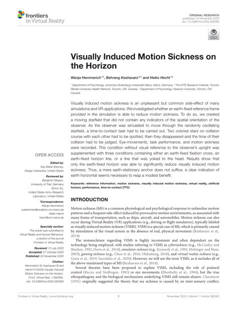 Pdf Visually Induced Motion Sickness On The Horizon