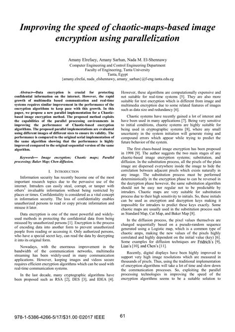 pdf improving the speed of chaotic maps based image encryption using parallelization