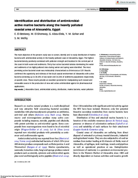 Pdf Identification And Distribution Of Antimicrobial Active Marine Bacteria Along The Heavily