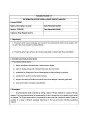 ECE Simulation Activity The Semiconductor Diode Docx Simulation Activity THE