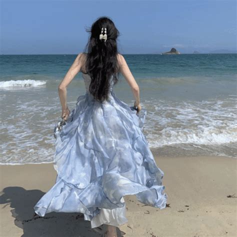 클로에랑 S M 당일발송 여름신상 휴양지원피스 블루 나염 하늘하늘 하트넥 큐빅 프릴 슬링 뷔스티에 끈나시 쉬폰 플레어