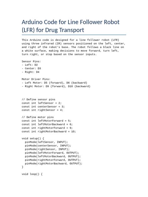 Arduino Code Lfr Drug Transport Pdf