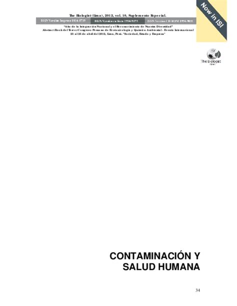 Pdf ContaminaciÓn Y Salud Humana