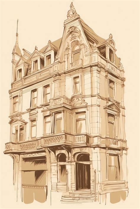Victorain Style Townhouse Facade Drawing Free Photo Illustration Victorain Style Townhouse Facade Drawing Free Photo Illustration