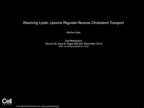 Resolving Lipids Lipoxins Regulate Reverse Cholesterol Transport Ppt Download