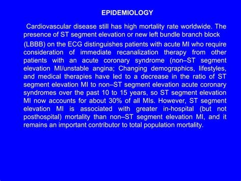 St Segment Elevation Acute Myocardial Infarction And Complications Of