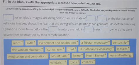 Fill In The Blanks With The Appropriate Words To Complete The Passage