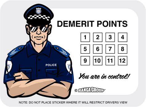 Demerit Points Reminder Internal Window Decal Ranga Grips