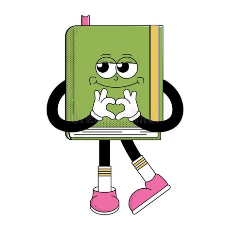 World Book Day Funky Character Book With Psychedelic Smile Retro