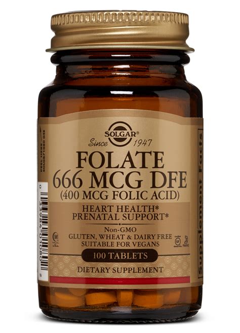 Buy Solgar Folate 666 Mcg Dfe (400 Mcg Folic Acid) 100 Tablets Online ...