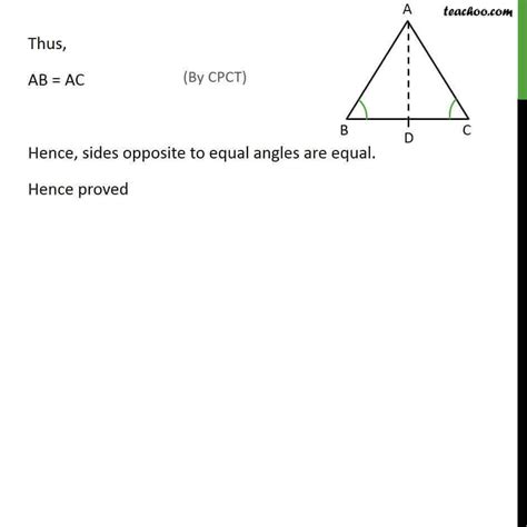 Theorem 7 3 Sides Opposite To Equal Angles Of A Triangle Are Equal