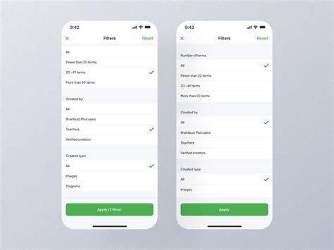 Filters Mobile App Ui