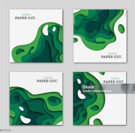배너 설정 3d 추상 배경 녹색 종이 모양 초대장 포스터 전단지 비즈니스 프레 젠 테이 션에 대 한 벡터 디자인 레이아웃 조각 예술 환경 및 생태 요소 0명에 대한 스톡