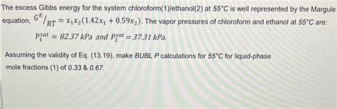 solved the excess gibbs energy for the system chloroform 1 ethanol