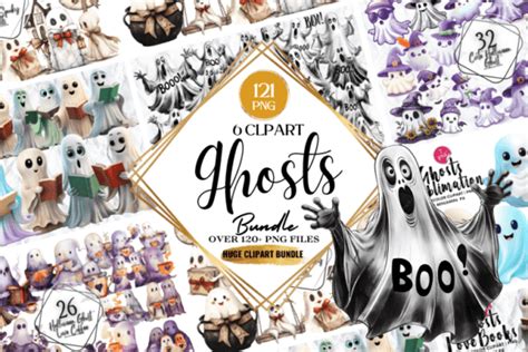 Halloween Ghosts Clipart Png Bundle Graphic By Markicha Art · Creative