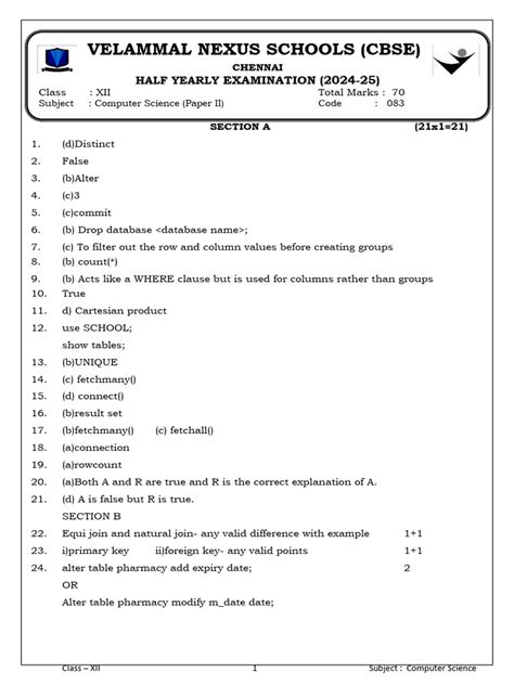 Class Xii Csc Paper Ii Half Yearly Ak Pdf Data Model Information Retrieval