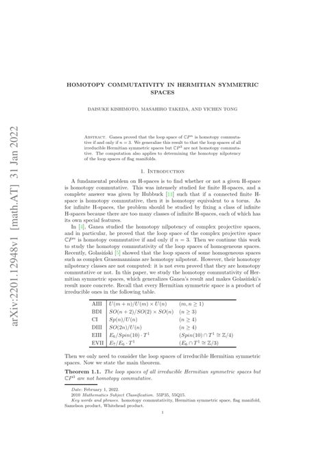 Pdf Homotopy Commutativity In Hermitian Symmetric Spaces