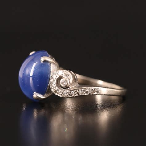 Vintage 10k Star Sapphire And Diamond Scrollwork Ring Ebth