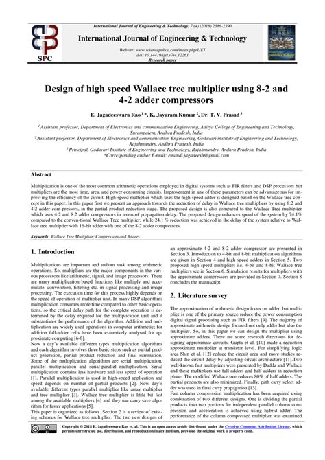 Pdf Design Of High Speed Wallace Tree Multiplier Using 8 2 And 4 2 Adder Compressors