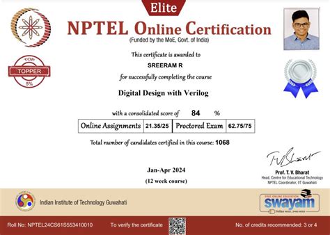 sreeram ramesh on linkedin nptel vlsi verilog digitaldesign iitguwahati ssnce 20 comments