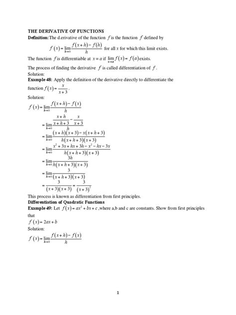 Pdfsma 104 Lecture 3 Differentiation Pdf Derivative Function