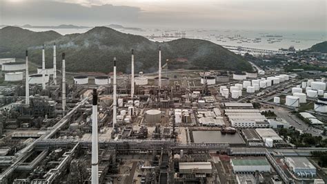 조감도 석유 터미널 전송 추가 저장 시설에 대 한 준비 석유와 석유화학 제품의 저장에 대 한 산업 시설입니다 공중 뷰에 대한 스톡 사진 및 기타 이미지 Istock