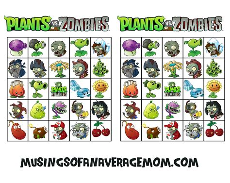 Musings Of An Average Mom Plants Vs Zombies Bingo