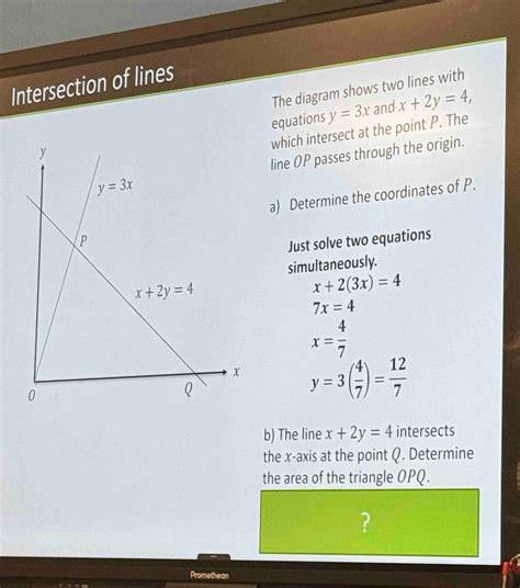 Solved Intersection Of Lines The Diagram Shows Two Lines With And Equations Y X X Y Which