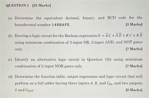 Solved Question 1 25 Marks A Determine The Equivalent