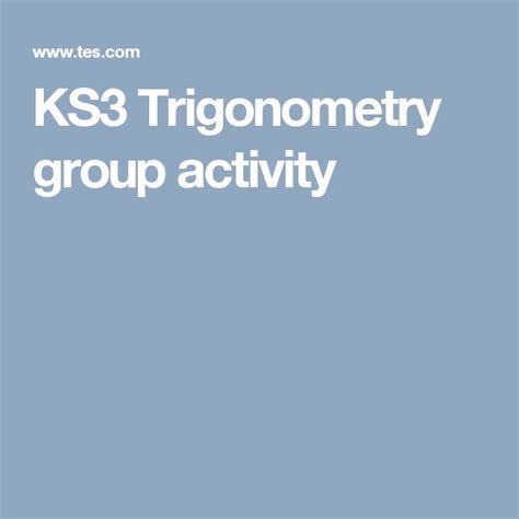 Ks3 Trigonometry Group Activity
