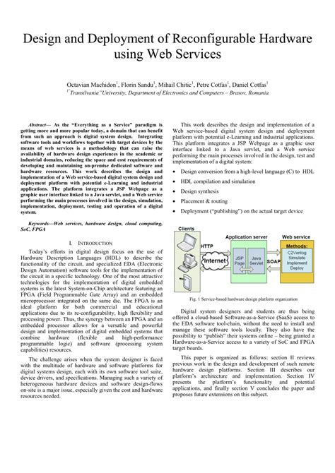 Pdf Design And Deployment Of Reconfigurable Hardware Using Web Services
