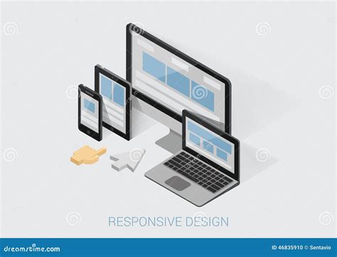 Flat 3d Isometric Responsive Web Design Infographic Concept Stock Vector Illustration Of