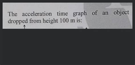 The Acceleration Time Graph Of An Object Dropped From Height 100 M Is