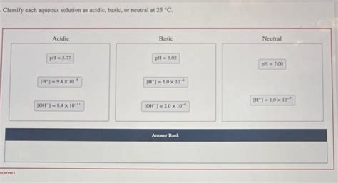 Solved Classify Each Aqueous Solution As Acidic Basic Or