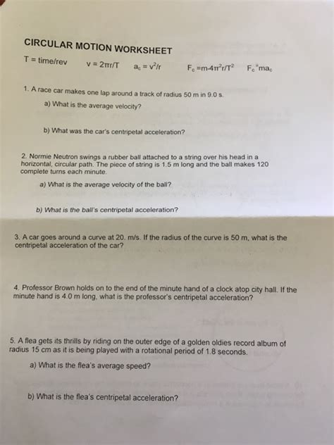 Solved Uniform Circular Motion Activity Goal O Analyze The Chegg