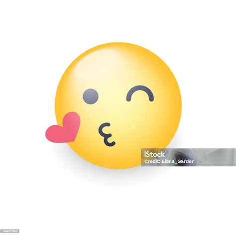 이모티콘 얼굴 키스를 던지고입니다 마음으로 웃는 윙크 응용 프로그램 및 채팅을 위한 행복 한 사랑 이모티콘입니다 공 스포츠 장비에 대한 스톡 벡터 아트 및 기타 이미지