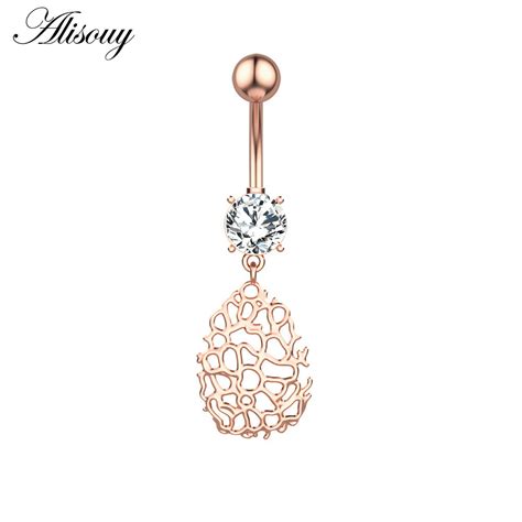 Alisouy 1pc Acero Quirúrgico Zirconia Cristal Sexy Vientre Anillo Búho