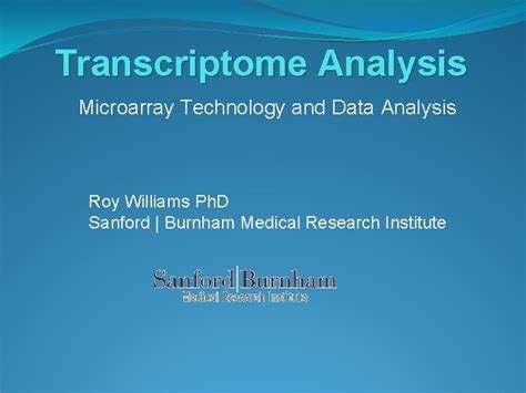 Transcriptome Analysis Microarray Technology And Data Analysis Roy