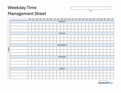 Printable Military Time 5 Day Schedule Template In Excel