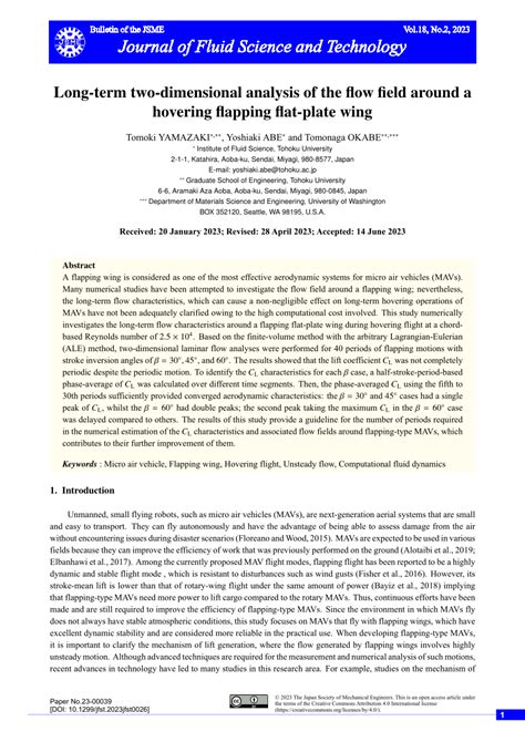 Pdf Long Term Two Dimensional Analysis Of The Flow Field Around A Hovering Flapping Flat Plate