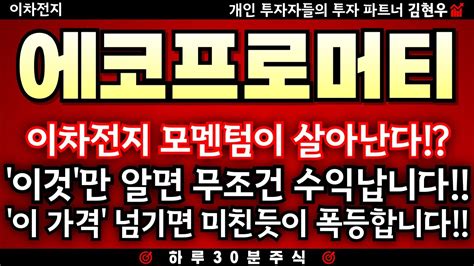 에코프로머티 주가 전망 이차전지 모멘텀이 살아난다 이것만 알면 무조건 수익납니다 이 가격 넘기면 미친듯이