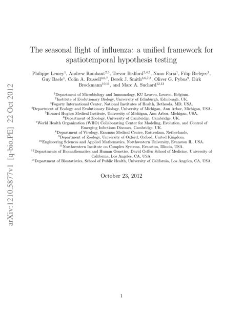 Pdf The Seasonal Flight Of Influenza A Unified Framework For